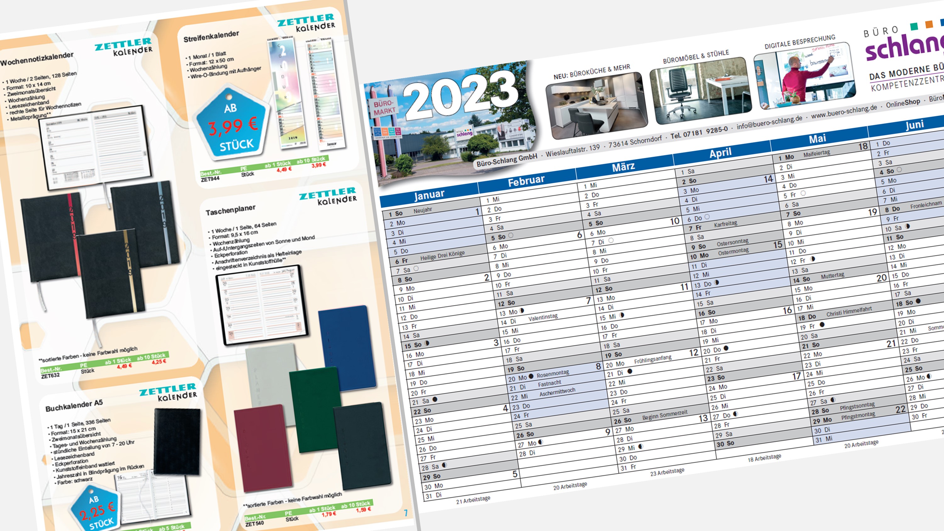 Kalender für das Jahr 2023 in großer Auswahl - Büro-Schlang Schorndorf